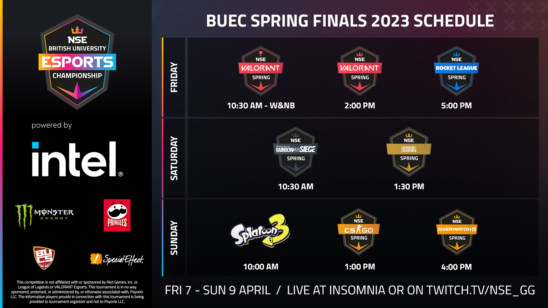 NSE BUEC Finals & Insomnia i70 Weekend Guide | National Student Esports
